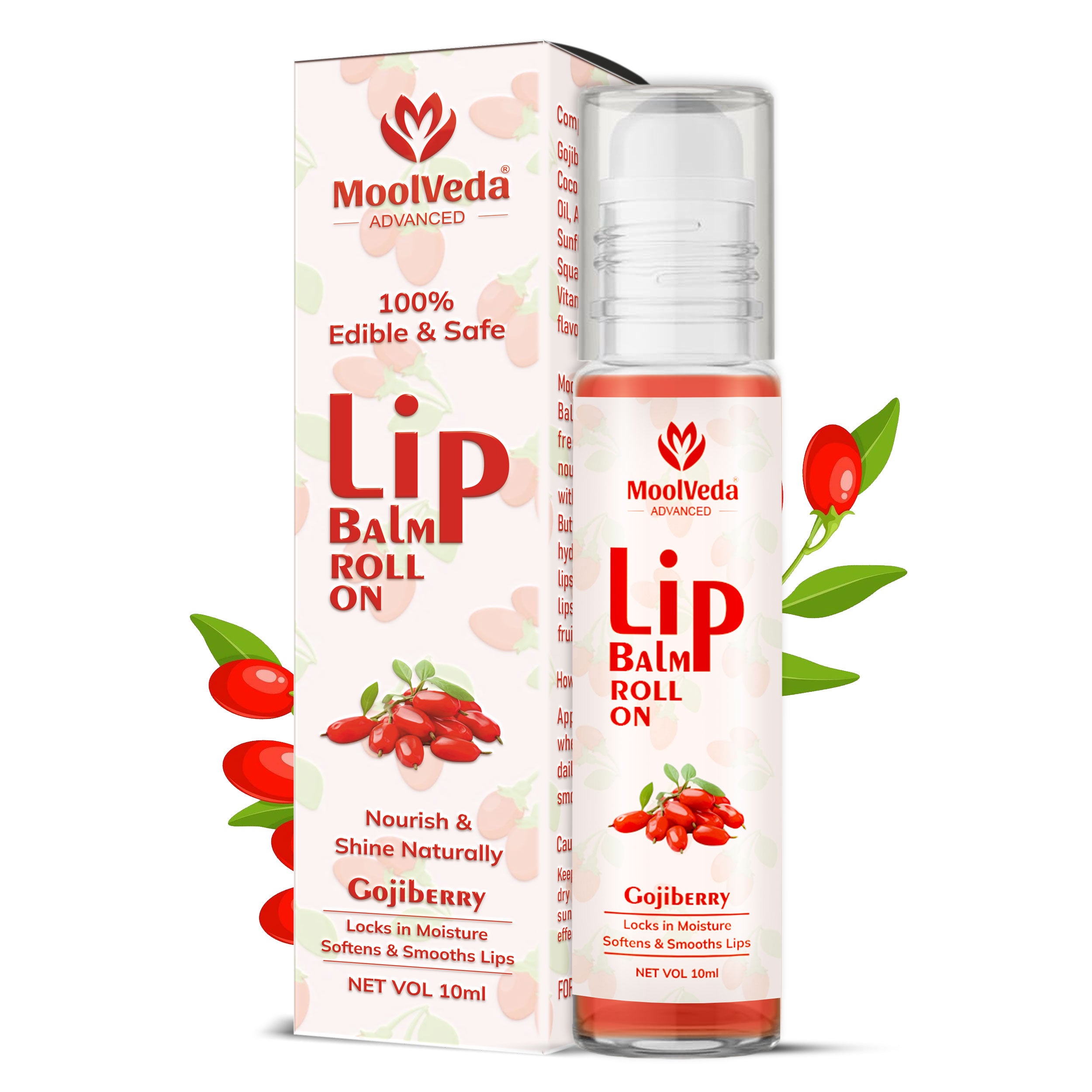 Moolveda 100% Edible Gojiberry Lip Balm Roll on - 10ml – Moolveda Wellness